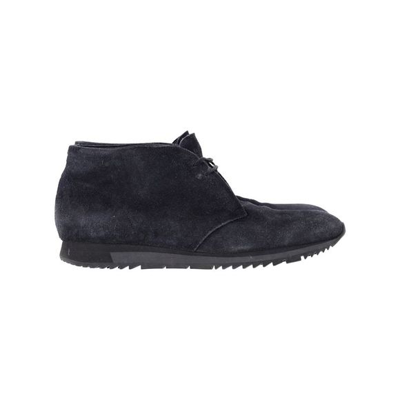 Prada | Shoes | Prada Laceup Boots In Navy Blue Suede | Poshmark